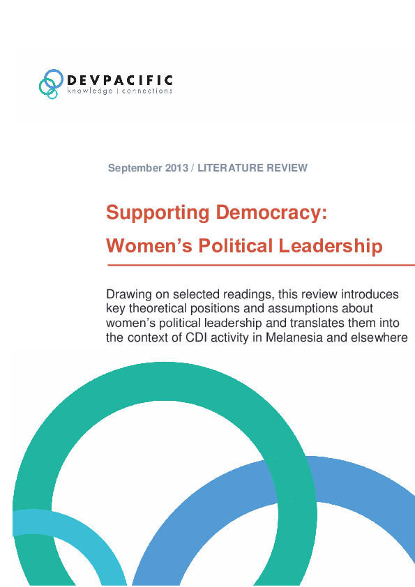 (PDF) Supporting Democracy: Women's Political Leadership
