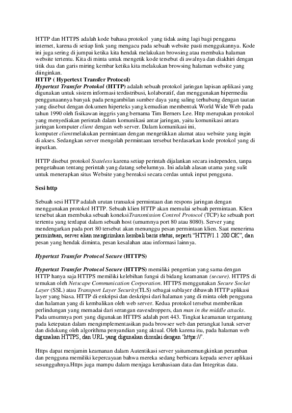 HTTP dan HTTPS adalah kode bahasa protokol
