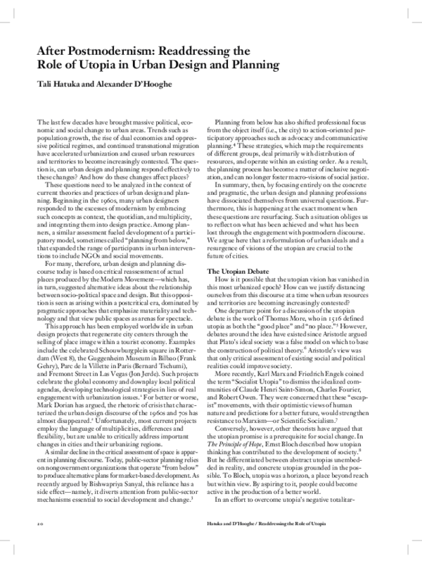 (PDF) After Postmodernism: Readdressing the Role of Utopia in Urban ...