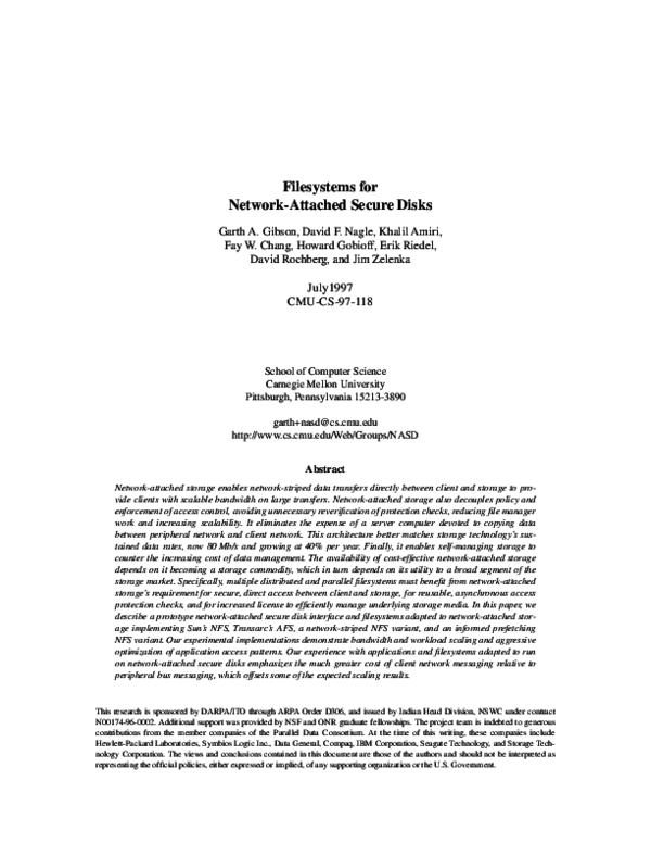 (PDF) Filesystems for Network-Attached Secure Disks | Khalil Amiri - Academia.edu