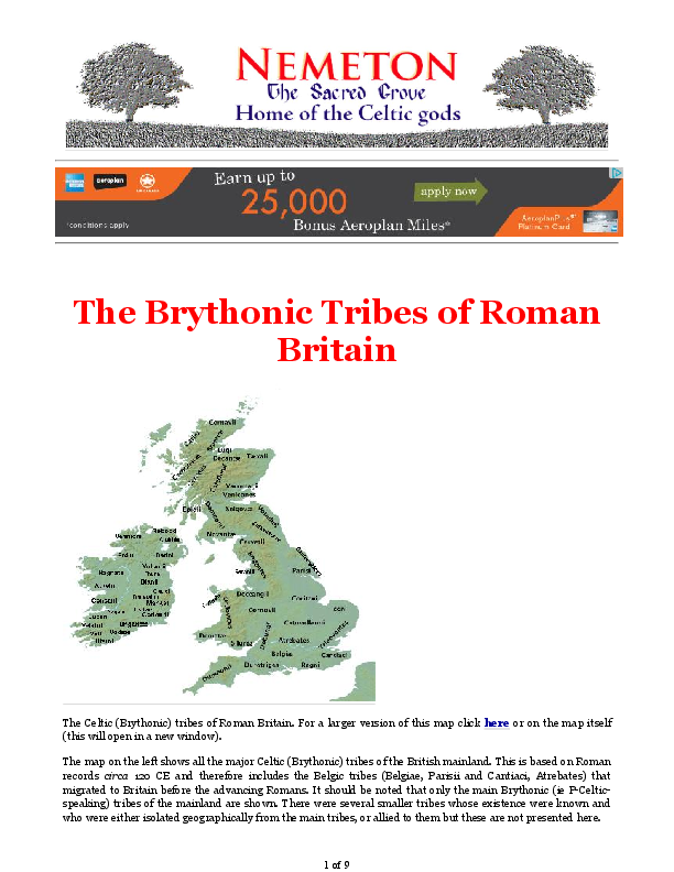 The Brythonic Tribes of Roman Britain Short Descriptions of the ...