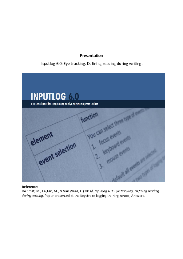 Pdf Inputlog 60 Eye Tracking Defining Reading During Writing
