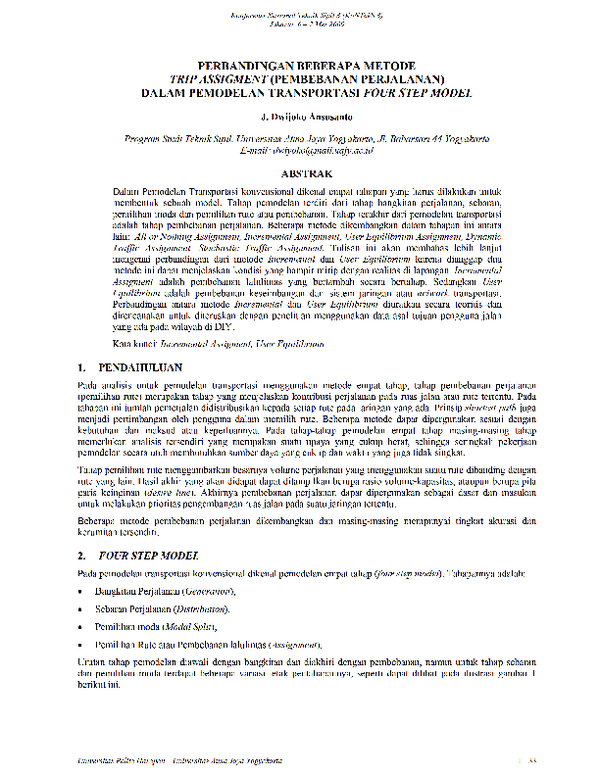 (PDF) PERBANDINGAN BEBERAPA METODE TRIP ASSIGNEMENT (PEMBEBANAN ...