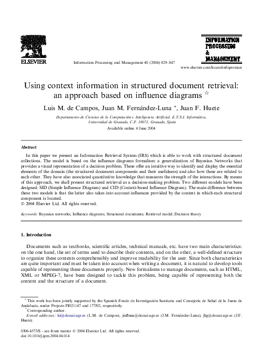 (PDF) Using context information in structured document retrieval: an ...