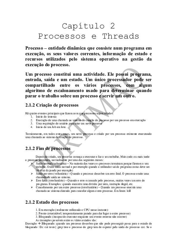(PDF) Capítulo 2 Processos e Threads