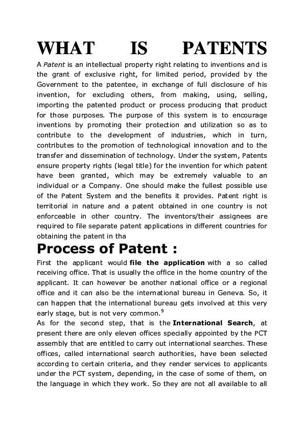 (DOC) WHAT IS PATENTS