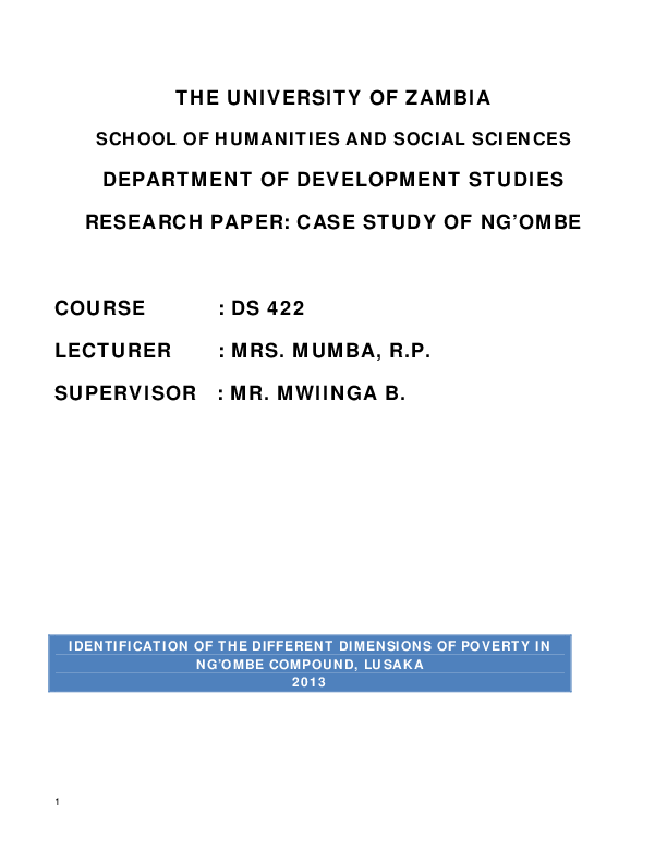 (PDF) Identification of the Different Dimensions of Poverty in Ngo'mbe ...