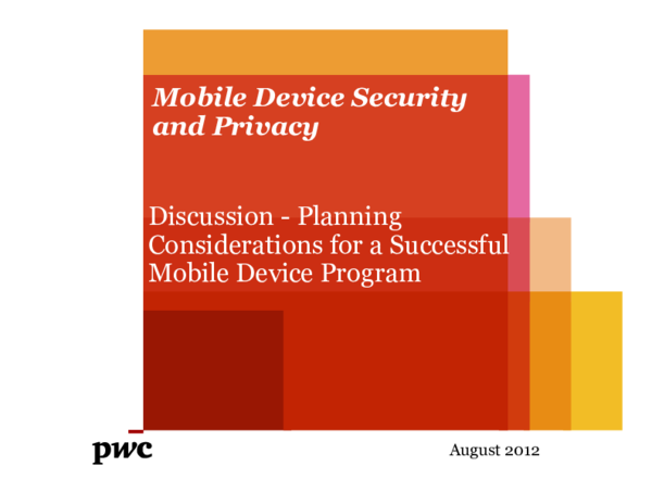 (PDF) Mobile Device Security and Privacy Discussion -Planning ...
