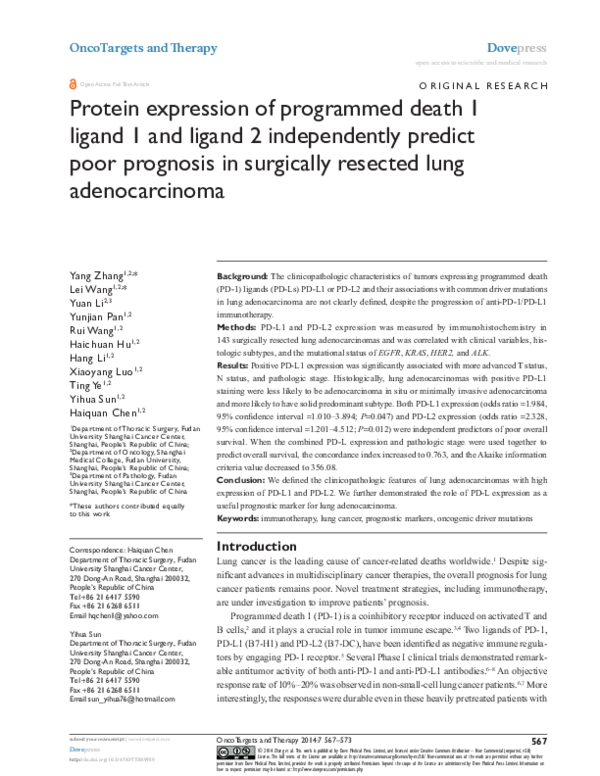 (PDF) PD-L1 and PD-L2 expression in lung adenocarcinoma