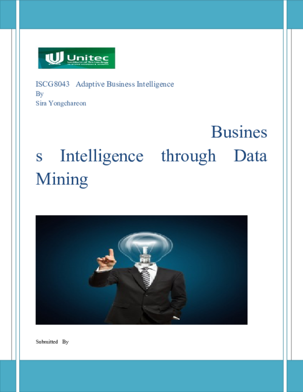 (DOC) ISCG8043 Adaptive Business Intelligence WITH DATA MINING