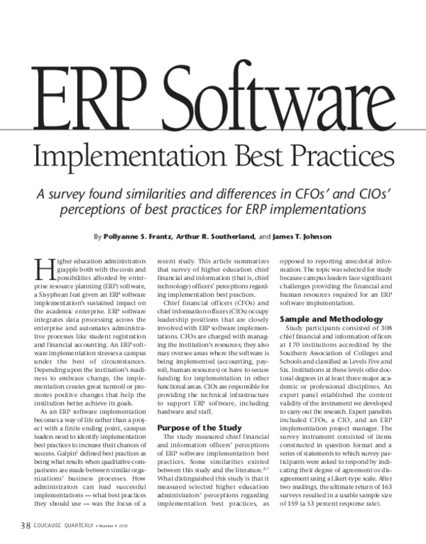 Pdf Erp Software Implementation Best Practices