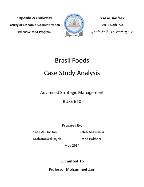 (DOC) Brasil Foods Case Study Report