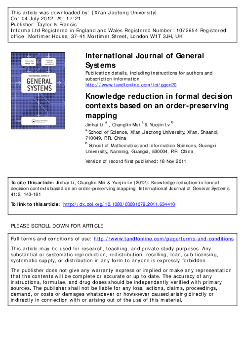 Pdf Knowledge Reduction In Formal Decision Contexts Based On An Order