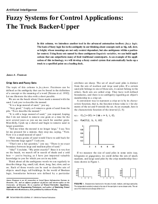 (PDF) attribute Fuzzy Systems for Control Applications: The Truck ...