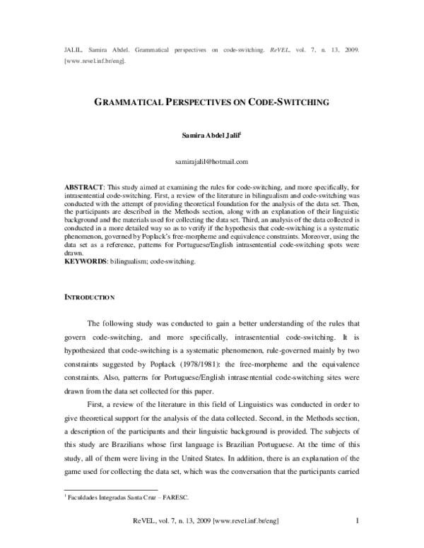 Code-Switching | Shana Poplack - Academia.edu