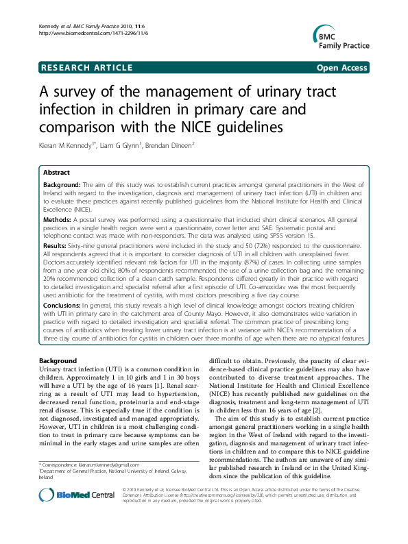 (PDF) A survey of the management of urinary tract infection in children ...