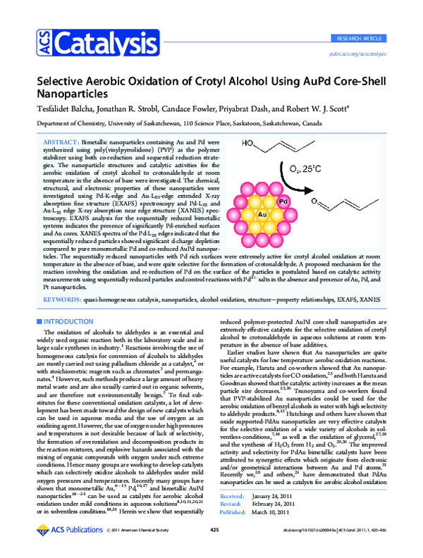 (PDF) selective aerobic oxidation of crotyl alcohol using AuPd core ...