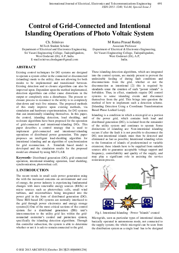 Pdf Control Of Grid Connected And Intentional Islanding Operations Of
