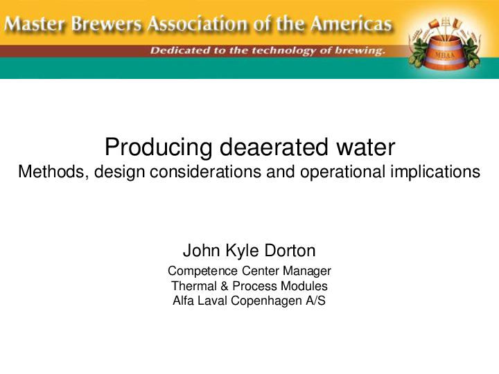 (PDF) Producing deaerated water—methods, design considerations and ...