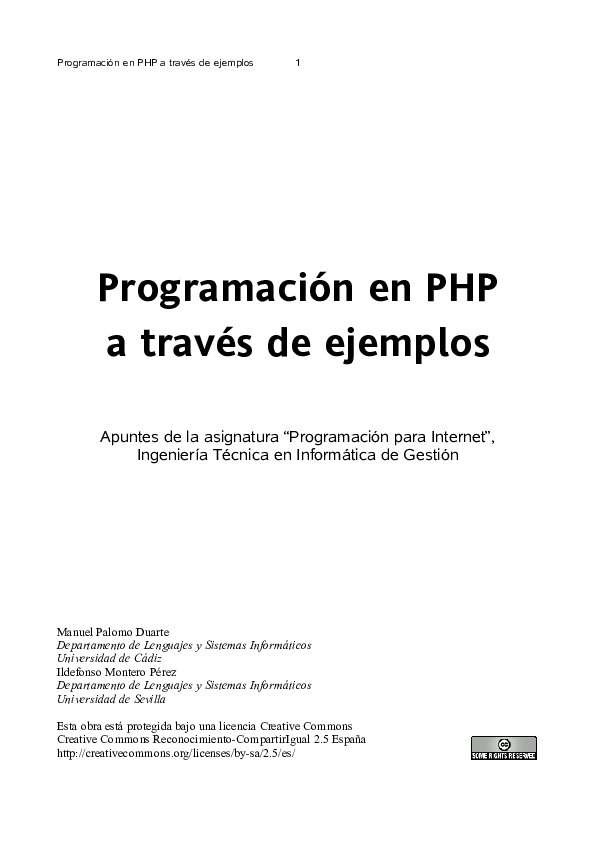 (PDF) Programación en PHP a través de ejemplos 1 Programación en PHP a través de ejemplos