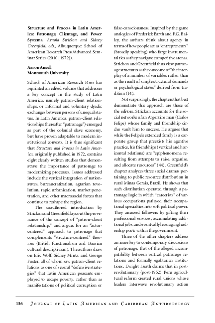 (PDF) Structure and Process in Latin America: Patronage, Clientage, and ...