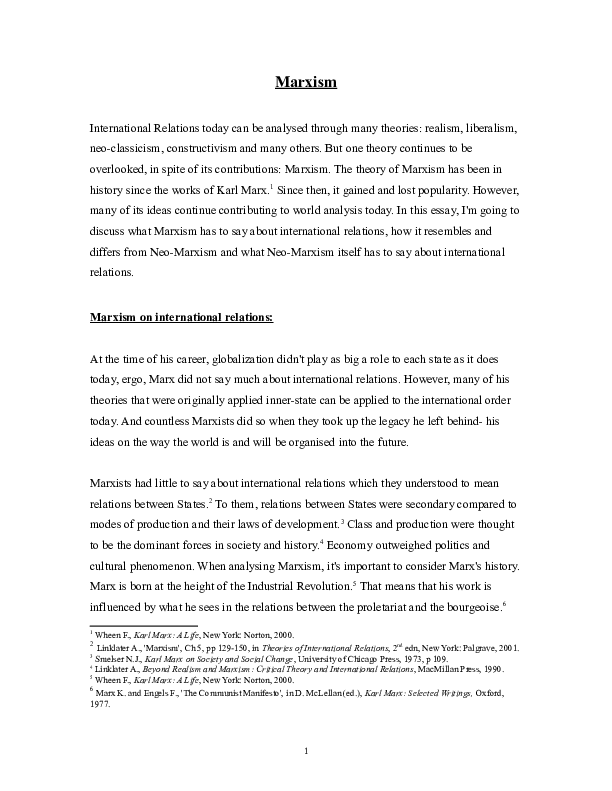 (DOC) "What does Marxism have to say about International Relations ...