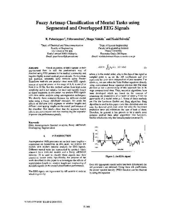 Pdf Fuzzy Artmap Classification Of Mental Tasks Using Segmented And