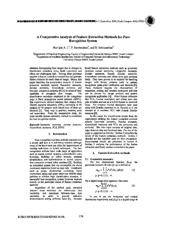 Pdf A Comparative Analysis Of Feature Extraction Methods For Face