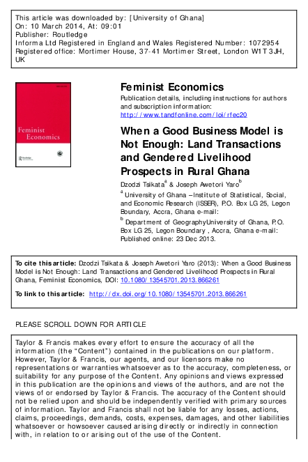 (PDF) Tsikata, Dzodzi and Yaro, Joseph Awetori 2013. 'When a Good ...