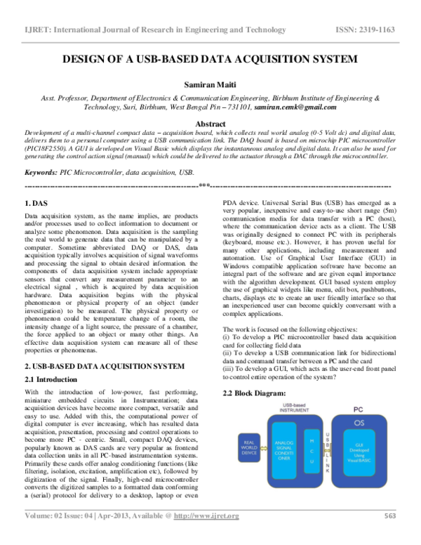 (PDF) DESIGN OF A USB-BASED DATA ACQUISITION SYSTEM