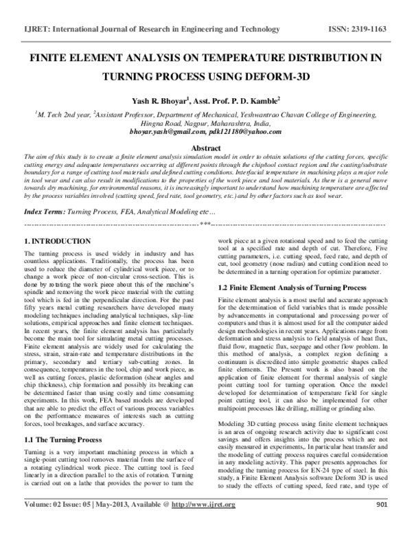 Pdf Finite Element Analysis On Temperature Distribution In Turning Process Using Deform 3d