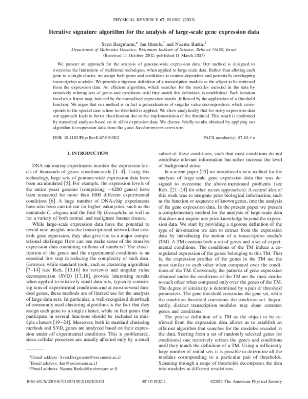 Pdf Iterative Signature Algorithm For The Analysis Of Large Scale