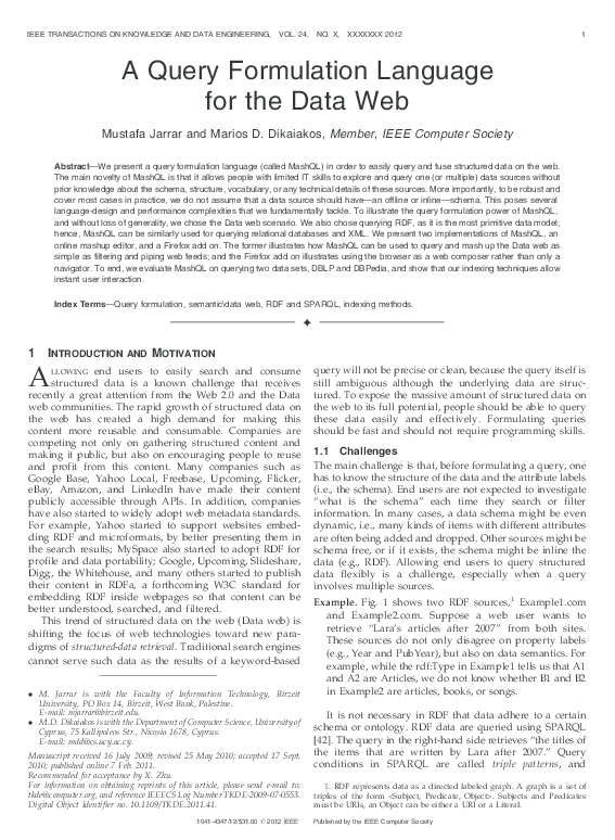 Pdf A Query Formulation Language For The Data Web Yamini Sadhu