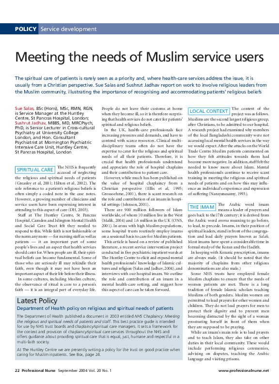 (PDF) Meeting the needs of Muslim Service Users