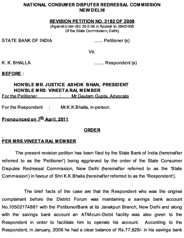 (PDF) NATIONAL CONSUMER DISPUTES REDRESSAL COMMISSION NEW DELHI ...