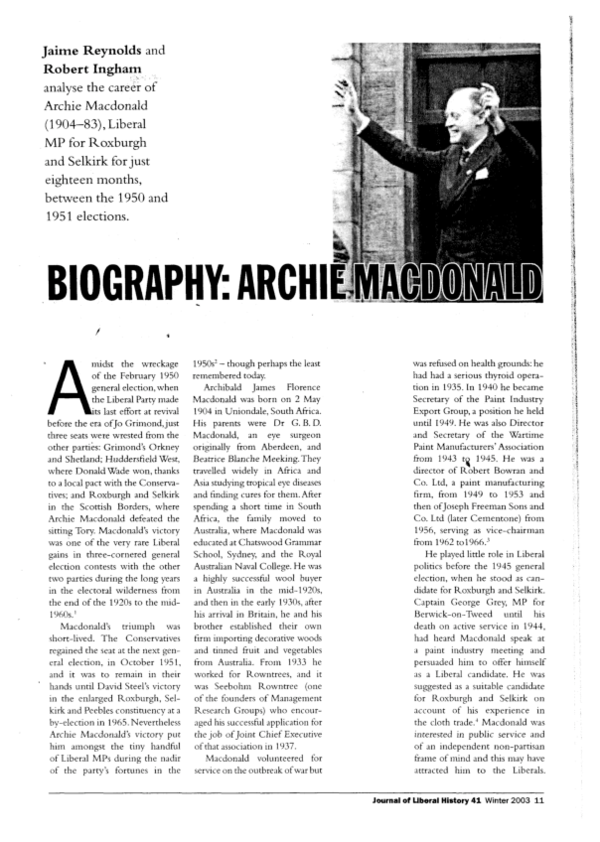 (PDF) Archie Macdonald (1904-83) - Liberal MP for Roxburgh and Selkirk ...