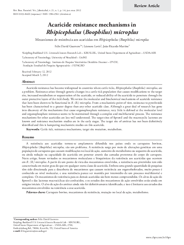 (PDF) Rhipicephalus (Boophilus) microplus