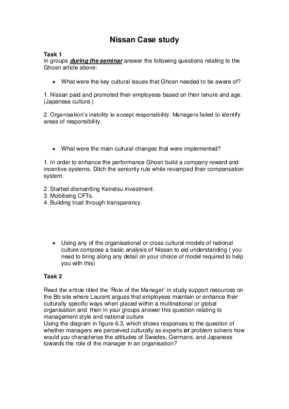 (DOC) Nissan Case study