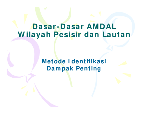 (PDF) Dasar Dasar--Dasar AMDAL Dasar AMDAL Wilayah Pesisir dan Lautan Wilayah Pesisir dan Lautan
