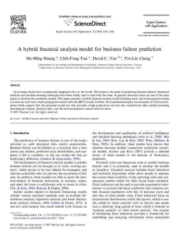 (PDF) A hybrid financial analysis model for business failure prediction