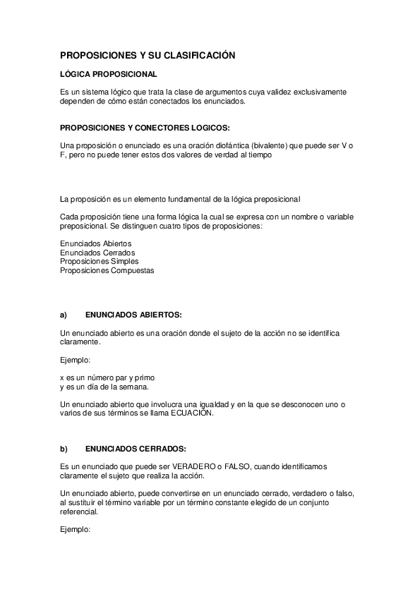 (DOC) PROPOSICIONES Y SU CLASIFICACIÓN