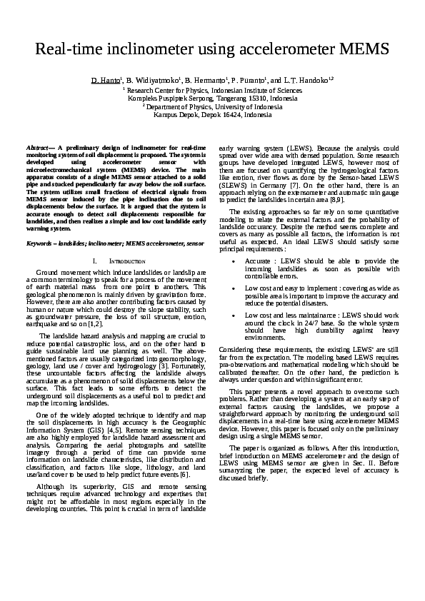 (PDF) Real-time inclinometer using accelerometer MEMS