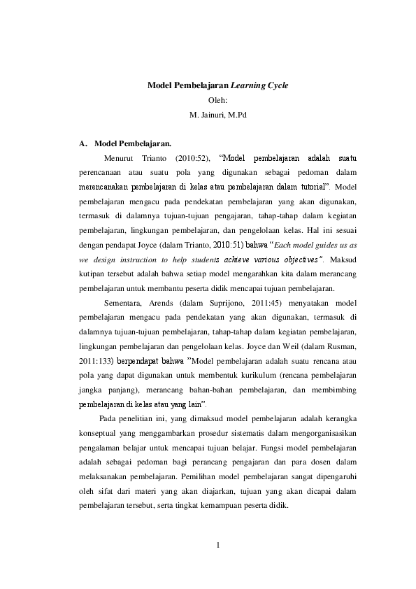 (PDF) Model Pembelajaran Learning Cycle