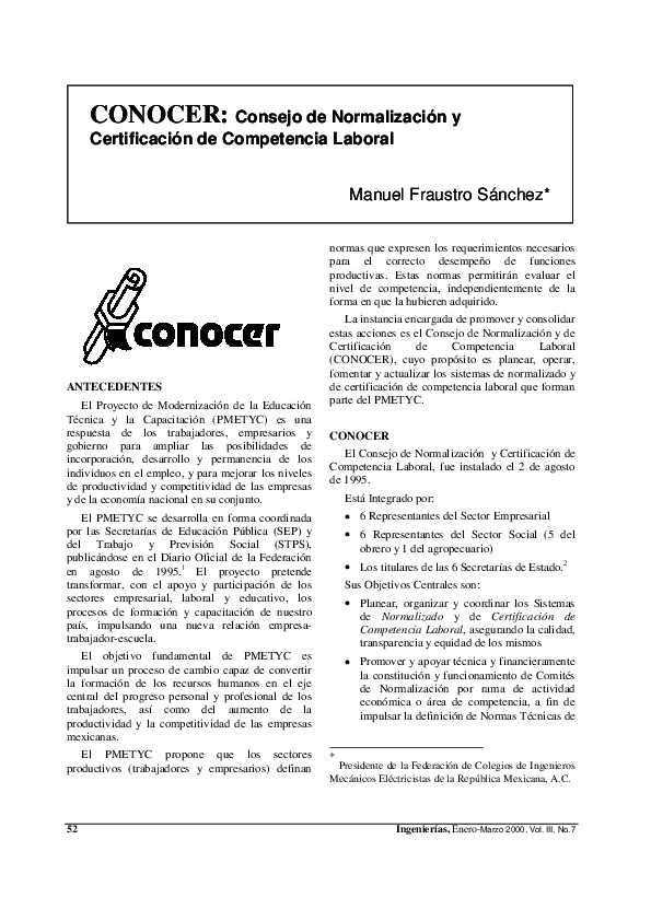 (PDF) CONOCER: Consejo de Normalización y