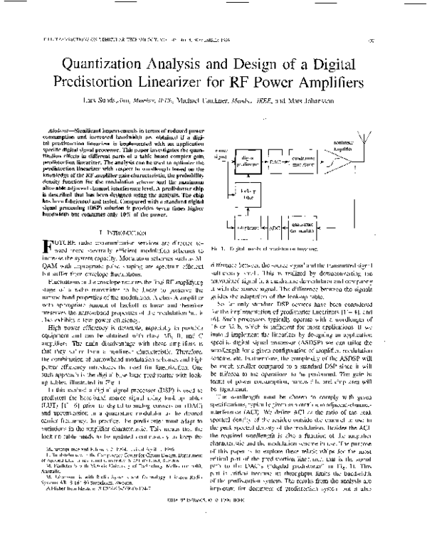 (PDF) Quantization Analysis and Design of a Digital Predistortion Linearizer for RF Power Amplifiers