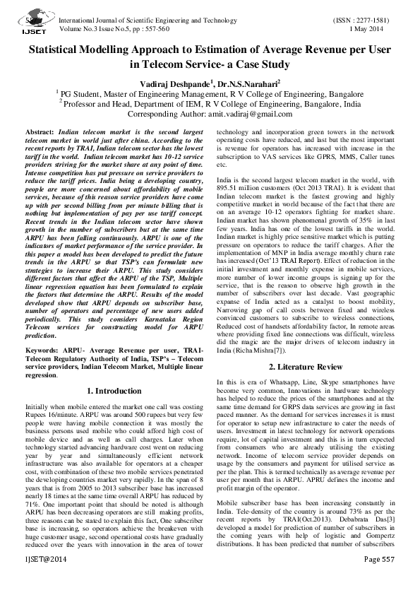 Pdf Statistical Modelling Approaches To Estimation Of Average Revenue