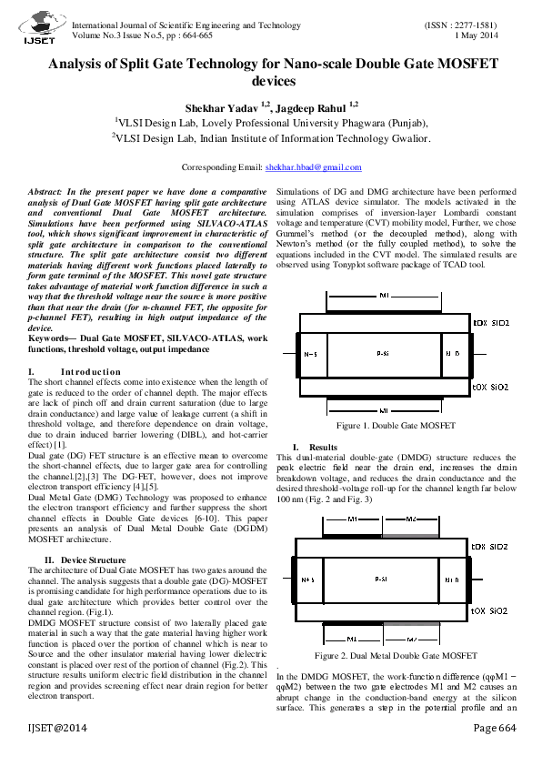 (PDF) Analysis of Split Gate Technology for Nano-scale Double Gate ...