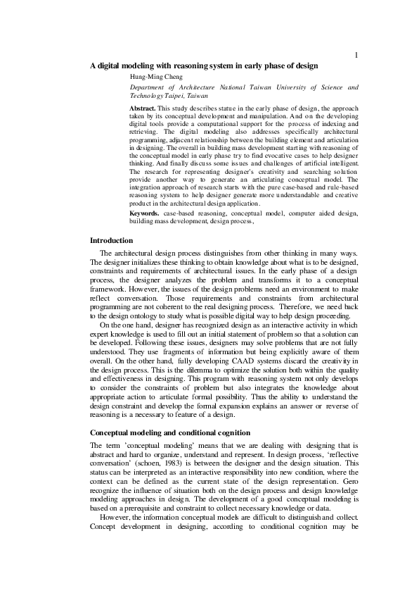 (PDF) A digital modeling with reasoning system in early phase of design