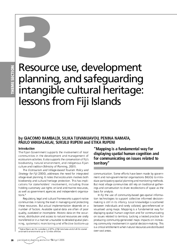 (PDF) Resource Use, Development Planning, and Safeguarding Intangible ...
