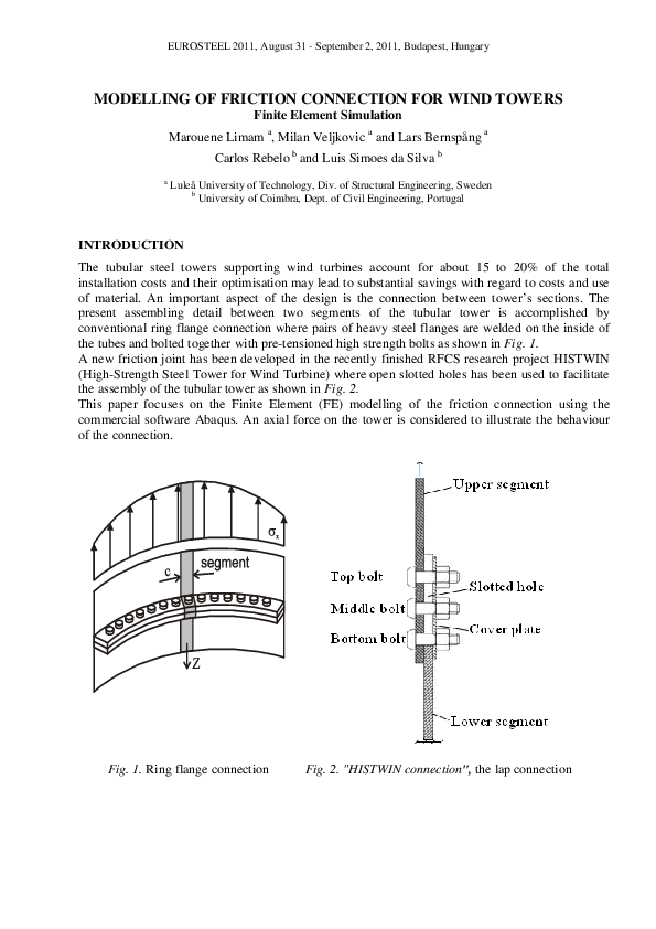 Pdf Modelling Of Friction Connection For Wind Towers Finite Element